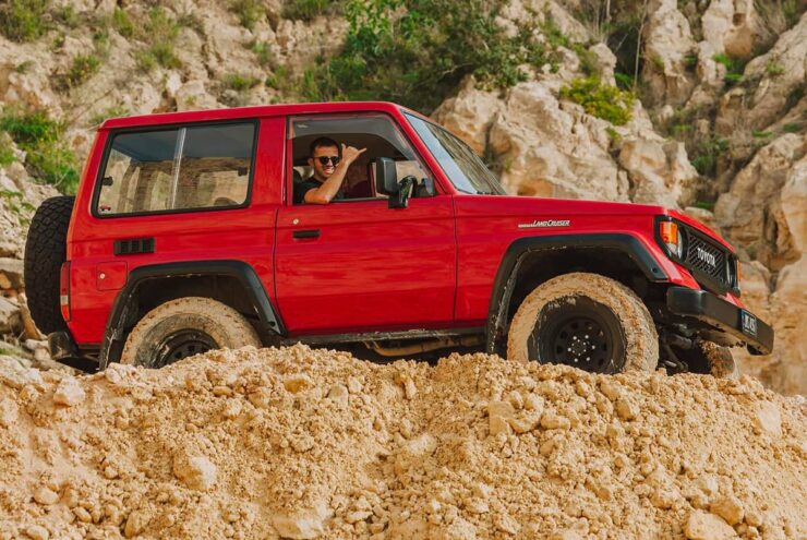 Red Toyota Land Cruiser 70 SWB For Overland Adventures