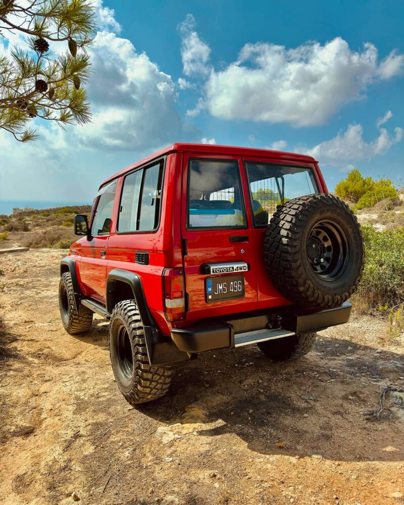 Red Toyota Land Cruiser 70 SWB For Overland Adventures